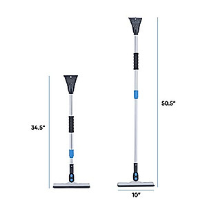 Extendable Snow Brush with Squeegee & Ice Scraper - Eva Foam Comfort Grip on Aluminum Handle, T-Shape Telescopic Auto Ice Scraper and Snow Brush - Car Truck SUV Windshield