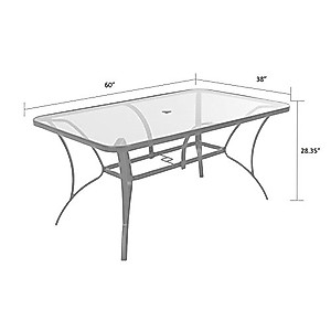 CoscoProducts COSCO 88646GLGE Paloma Patio Tempered Glass Top Dining Table, Gray