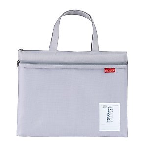 BRZUKA Mesh Zipper Pouch 11x13.7 in, A4 Double Pocket Waterproof File Bag with Handle, Document Storage for School/Travel/Office/Cross Stitch/Puzzle (Gray)