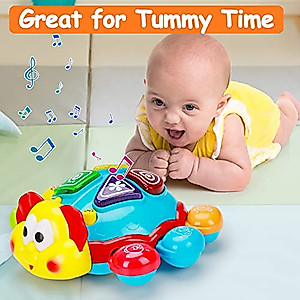 Baby Crawling Toy 6 to 12 Months Spanish English Bilingual Learning Toy for Infants 0-3-6 7 8 9 10 12-18 Months Educational Musical Light Up Toy 1 Year Old Boy Girl Gift Toddler Ladybug Tummy Time