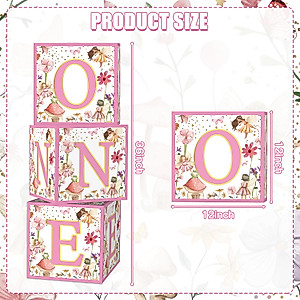 My Fairy First Birthday Decorations Balloons Box, 3pcs Baby Boxes with Letters, Fairy 1st Birthday Decorations Balloons Boxes for Girl Baby Showers Anniversary Party Backdrop, Photography Props