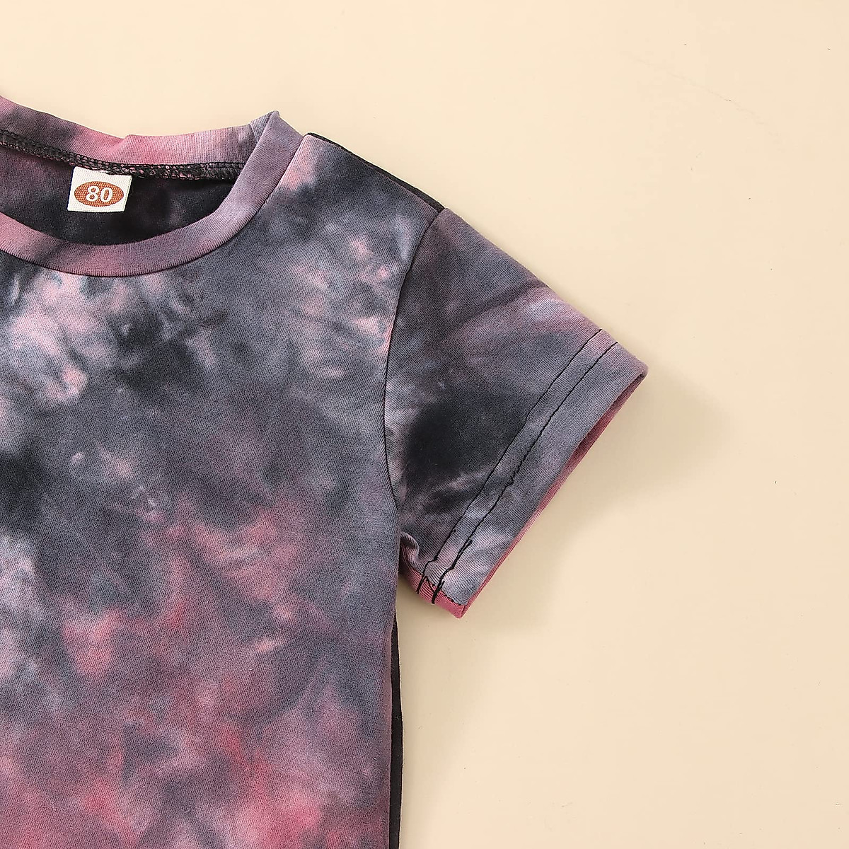 Suranne Baby Toddler Boy Outfits Tie Dye T-Shirt + Shorts Summer Set 2Pcs Galaxy Red 1-2T