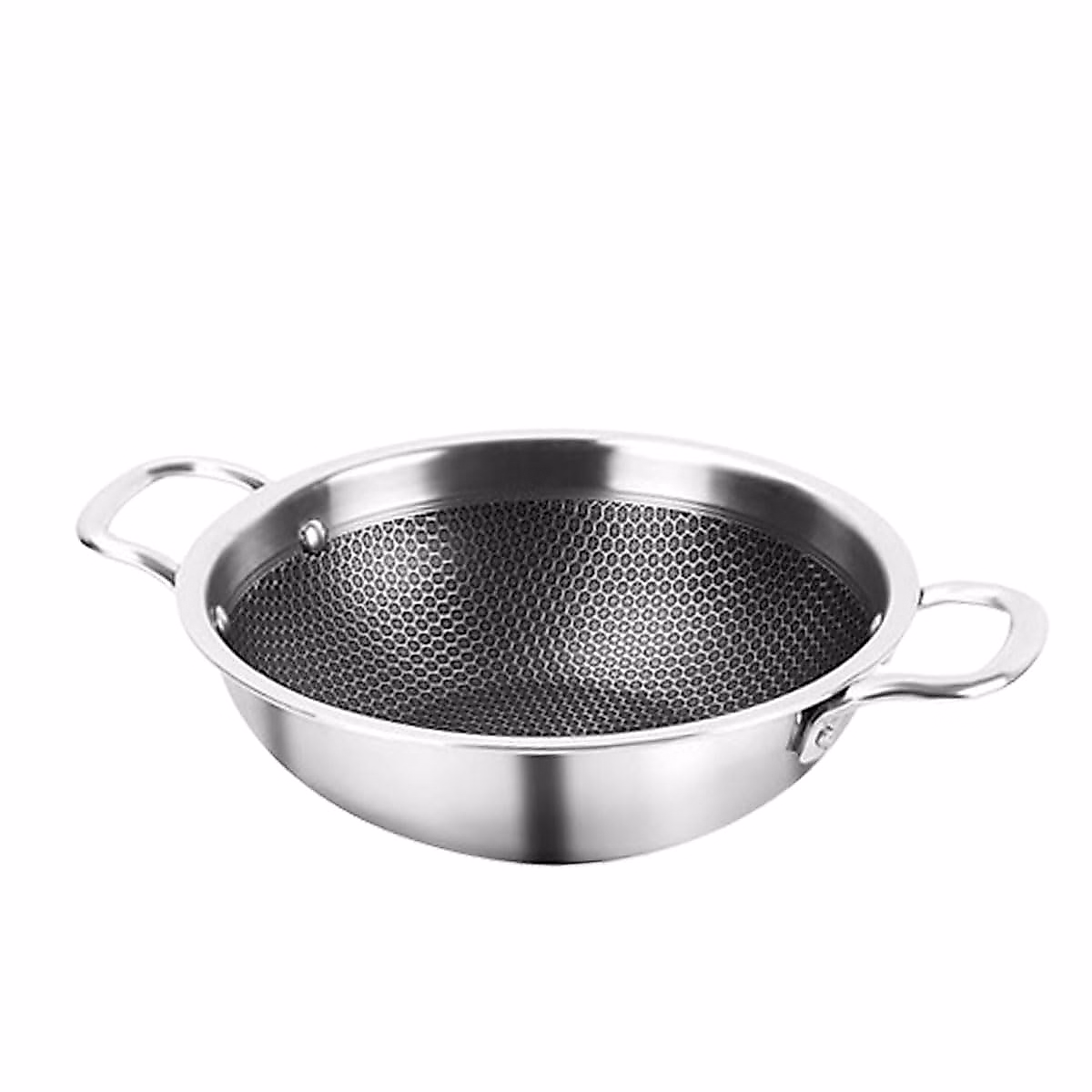 Satre Online and Marketing Stainless Steel Triply Kadhai Honeycomb, Nonstick, Two Sided Handel, Induction Base, Size No. 12