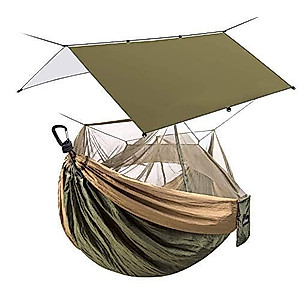 Sunyear Camping Hammock with Net & Sunyear Hammock Rain Fly Tent Tarp Provides Effective Protection Against Rain
