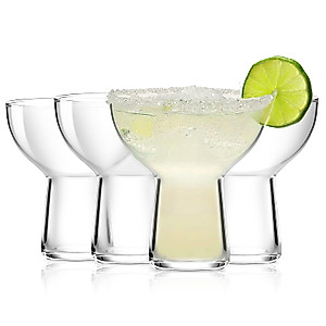LEYU Stemless Margarita Glasses Set of 4, 11oz Margarita Glass for Frozen Cocktail, Mixed Drinks, Martini, Wine Glasses Set, Hand-Blown Glass Cups-Clear