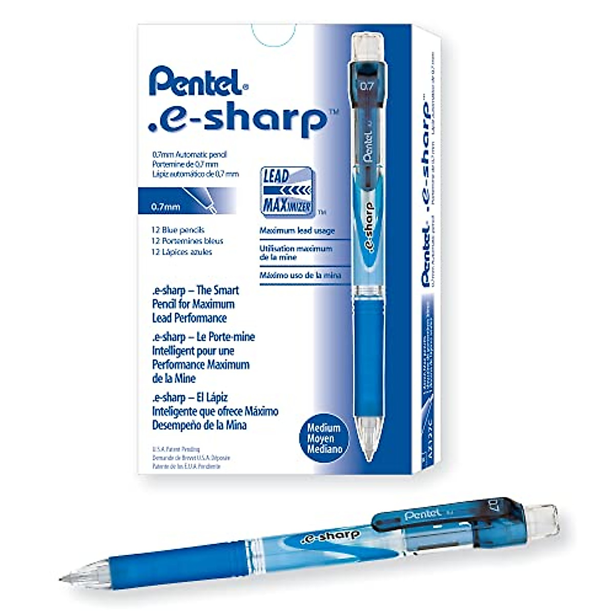 Pentel® e-Sharp™ Mechanical Pencil, 0.7 mm, 72% Recycled, Blue, Pack Of 12