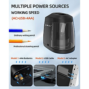 ZMOL Electric Pencil Sharpeners Battery Operated, Pencil Sharpener for Colored Pencils, Auto Stop for No.2/Colored Pencils(6-8mm),School/Classroom/Office(USB Cable Included)