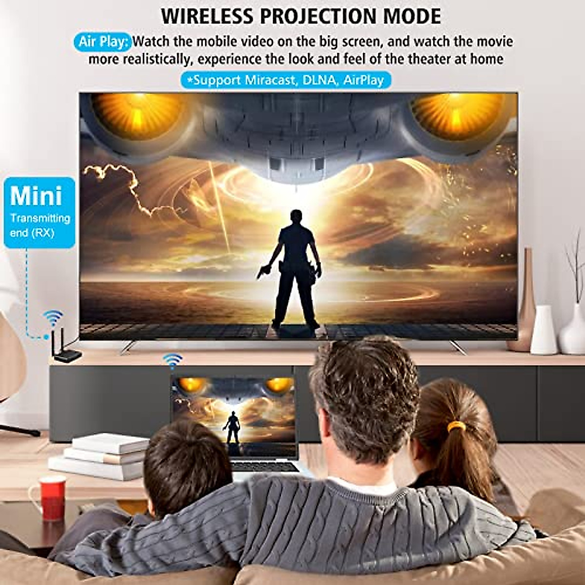 Wireless HDMI Transmitter and Receiver 4K Kit,YAOMAISI MINI HDTV Receiver Streaming Media Video/Audio HDMI Wireless Extender 5G 50M/165Ft for Laptop,Camera,TV Box,Netfix,PS5,Phone to Monitor,Projector