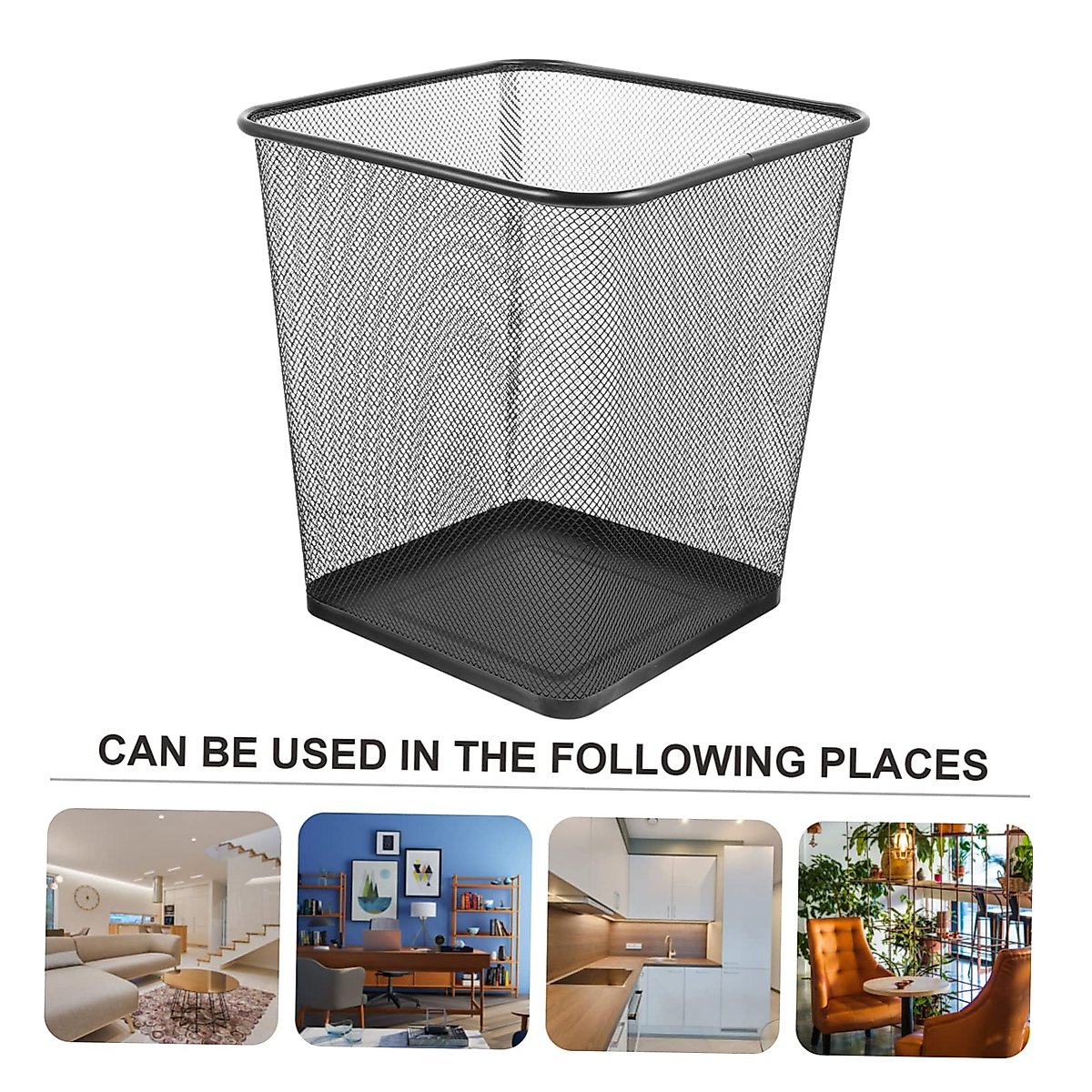 Cabilock Garbage Can Containers with Lids Garbage Container Bin Trashcan for Your Kitchen Basket Bins Lightweight Trash Garbage Bin Bedroom Mesh Trash Can Small Trash Can Bucket Black Iron