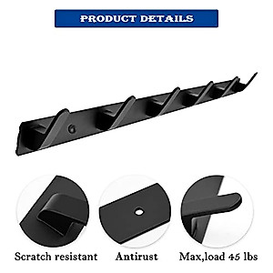 Potaosey 2-Pack Black Wall Coat Rack, Wall Mounted Coat Rack with 6 Hook,Modern Style Coat Rack Wall Mounted,Metal Coat Hooks Rail for Coat Hat Key Bathroom Bedroom Hotel Entryway
