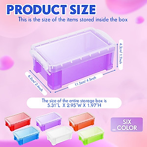 Tatuo 18 Pcs Small Plastic Crayon Box with Lid, 5.31'' x 2.95'' x 1.97'' Stackable Storage Case Mini Organizer Containers Clear Latch Storage Bins for Jewelry Beads Craft Office Fishing (Multicolor)