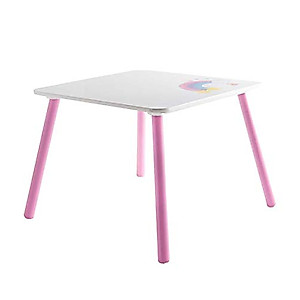 Hearthsong Rainbow Unicorn Table and Chairs Playroom Furniture Set, 2⅓' sq. Table, 11” sq. x 10½”H Chair, 45 lbs. per Chair