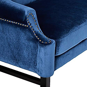 Christopher Knight Home Nolie High Back Tufted Winged Velvet Loveseat, Cobalt / Dark Brown