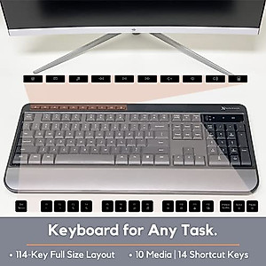 X9 Wireless Keyboard and Mouse Combo - 3 in 1 Workflow Trio - 114 Key Cordless Keyboard and Mouse Combo with Mouse Pad - 2.4G USB Wireless Mouse Keyboard Combo for Laptop, Computer, PC & Chrome