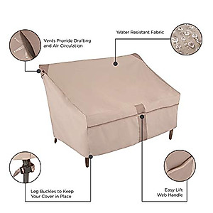 Modern Leisure Monterey Patio Loveseat Cover - Weather-Resistant Fabric - Outdoor Furniture Protection Perfect for Patio, Deck, and Porch - 57.5" L x 38" W x 38" H - Beige