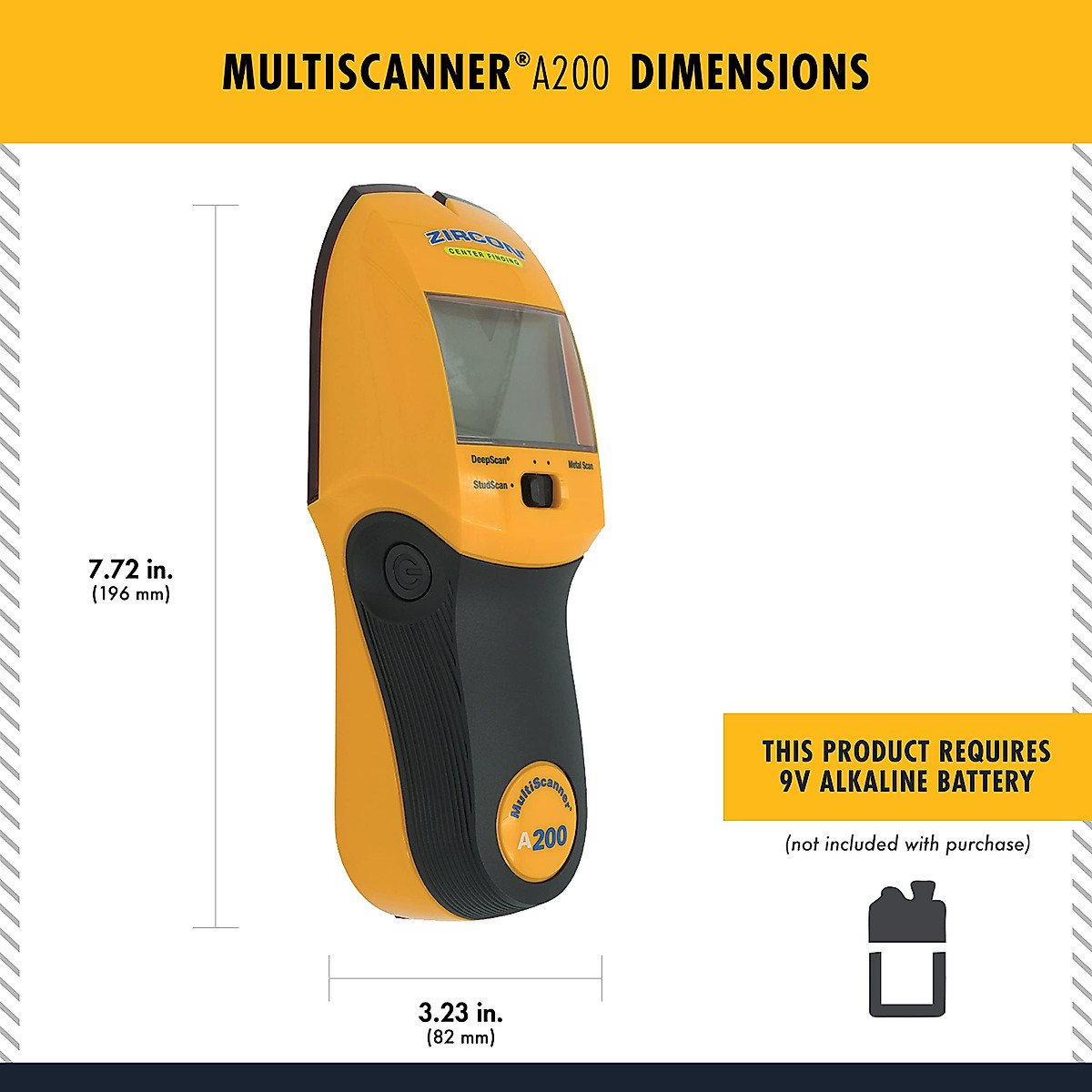 Zircon Multiscanner A200 Electronic Wall Scanner / Metal Detector/ Live AC Wire Detection With SpotLite Pointer