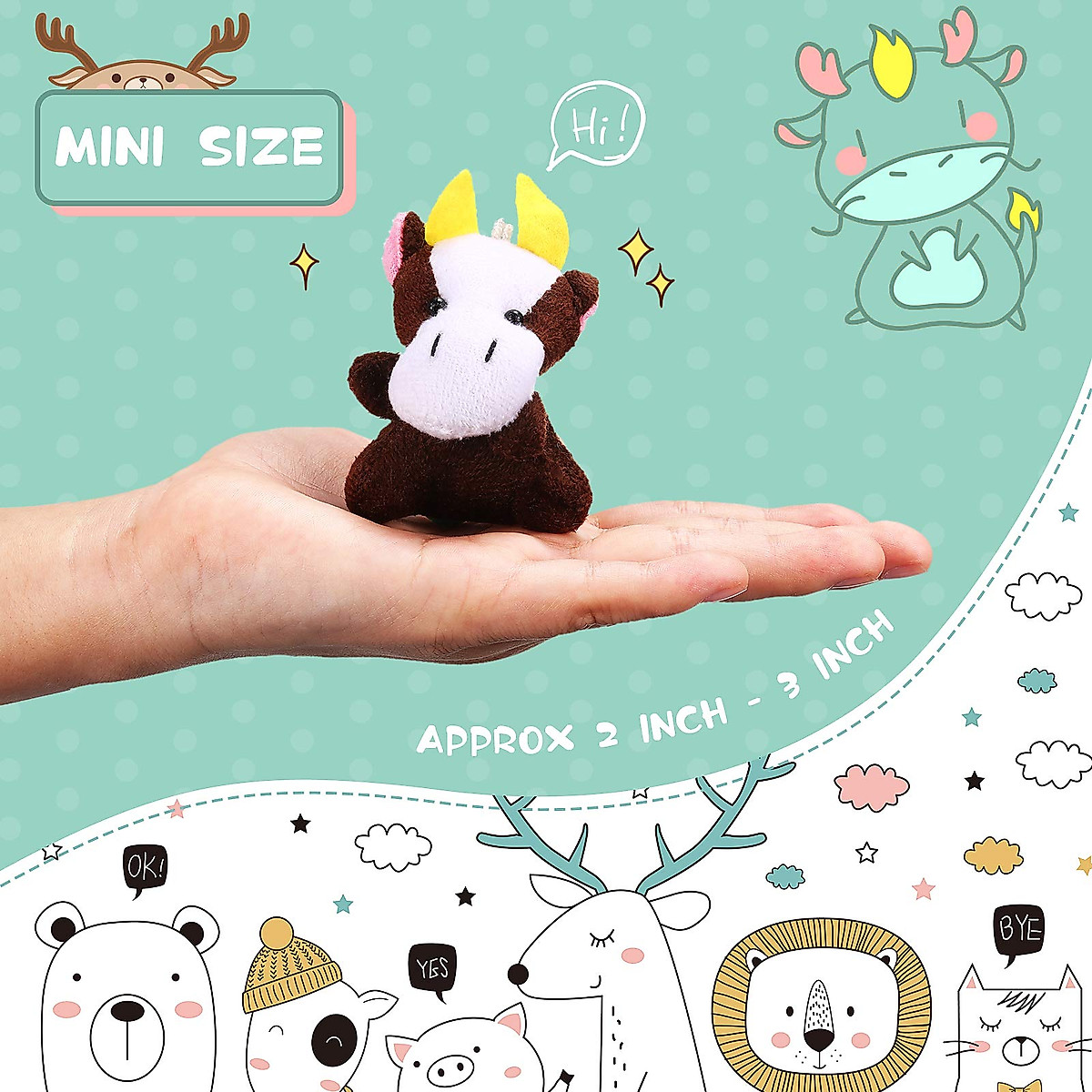 Sumind 42 Pcs Mini Plush Animals Toys Set, Cute Small Stuffed Animal Plush Keychain Decorations for Easter Themed Party Favors, Carnival Prizes, Rewards, Goodie Bags Filler(Cute Style)