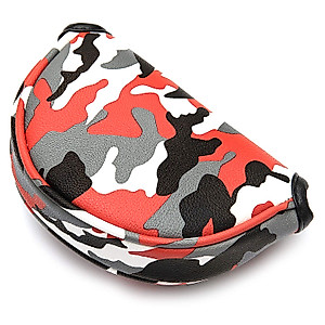 SHABIER Unisex Golf Headcover Flag Pattern Half Golf Putter Headcover White Golf Clubs Putter Head Cover (Small Round red)