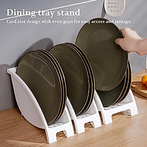 QmjdDymx 3Pcs Plate Holders Organizer for Kitchen Cupboard - Plastic Dinner Plate Holder - Dinner Dish Drying Rack, Kitchen Vertical Cabinet Storage Organiser Stand - White