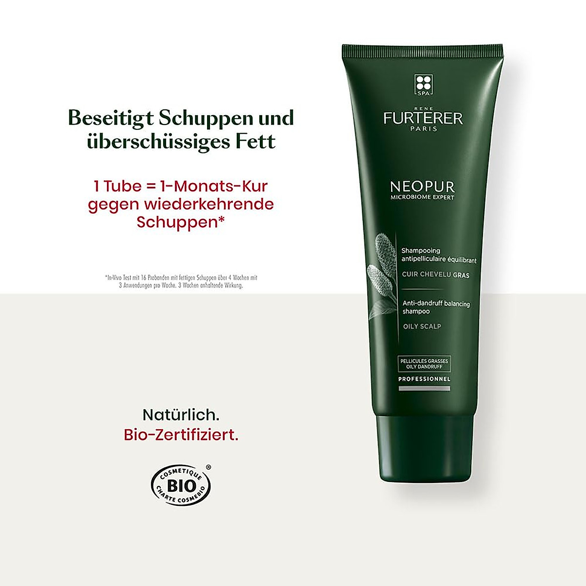 Rene Furterer NEOPUR Scalp Balancing Shampoo - For Dry Scalps Prone to Loose Dandruff - With Wild Ginger & Celery Seed - Dermatologist Tested - 5 fl. oz.