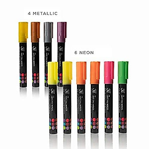 JumpOff Jo - 48 Pack of Liquid Chalk Markers – Reversible Chisel and Round Tip - Neon, Metallic, and White Included