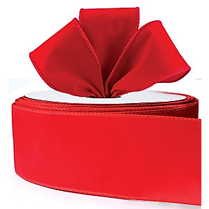Red Velvet Ribbon Wired Christmas Ribbons 2.5 Inch Wide Wired-Edge Trim - Floral & Gift Wrapping Bow, Indoor Outdoor Christmas Tree Bows/Winter Wedding Ribbons Xmas Trees Crafts & Gifts (10)