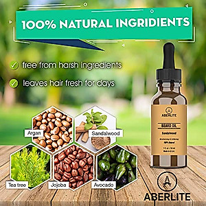 Aberlite Beard Oil For Men Growth Products - Beard Growth Oil And Moisturizer - Beard Conditioner And Oil - Softens & Moisturizes - For Thick Coarse Hair - Great For Black Men