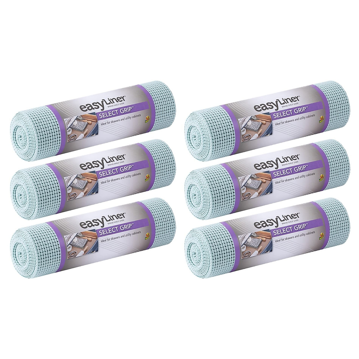 Duck EasyLiner Brand Select Grip Shelf Liner, Sky Blue, 12 in. x 10 ft, 6 Rolls, 10'