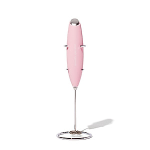 Smooth Operator Pink Handheld Electric Whisk, Milk Frother, Foam Maker for Protein, Coffee & More - Stainless Steel Stand Included