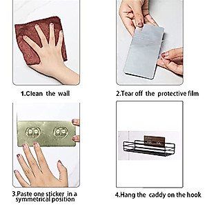 Shower Caddies with 4 Hooks Shower Shelves 2 Pcs Shower Organizers Rust Proof Stainless Steel Storage Baskets Storage Rack Shampoo Holder Wall Organization for Inside Shower & Kitchen(Black)