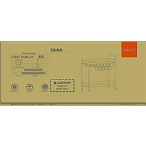 Lifewit Bar Cart, Home Bar Serving Cart, 2 Tier Drink Cart with 9 Wine Bottle Racks, Liquor Beverage Cart for Kitchen Dining Living Room Outdoor, 31.5" x 13" x 34.6", Gold