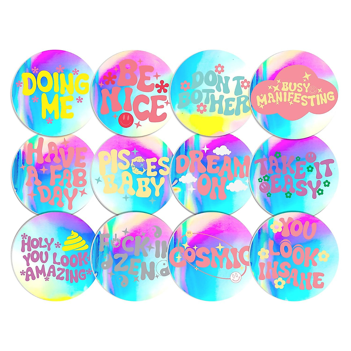 HK Studio Y2K Room Decor - Hologram Disc Teen Room Decor 6" Pack 12