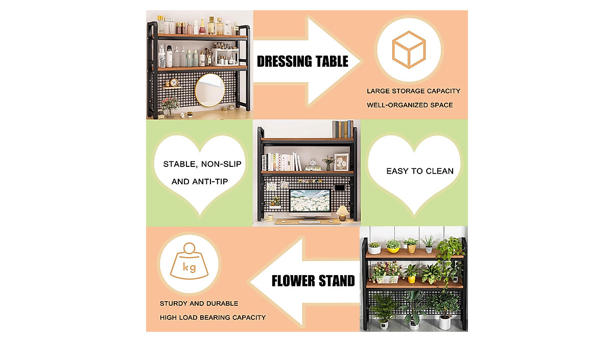 2-Tier Desk Shelf - Space-Saving Organizer for Your Office