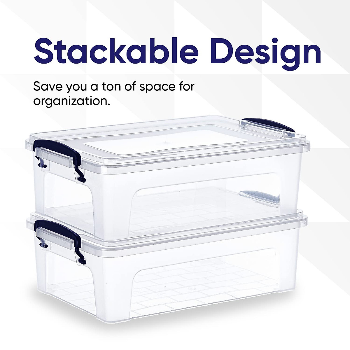 Superio Storage Bins with Lids, Clear Plastic Containers for Organizing, Stackable Totes, BPA Free, Odor Free, Organizer Boxes for Home, and Dorm (2 Pack, 10.5 Qt)