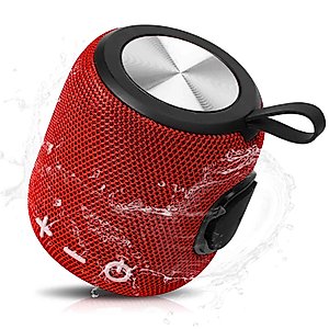 Bluetooth Speaker: Powerful Stereo Sound, IPX7 Waterproof, True Wireless Stereo Pairing, Portable Design, Latest Bluetooth V5.2 - Perfect for Moto E40, Beach, Outdoor, Home, Parties& More - Red