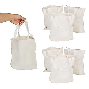 The Dreidel Company Classic Canvas Tote Bags, Perfect for Do-It-Yourself Design, Arts and Crafts Activity 12.75" (6-Pack) Multicolored