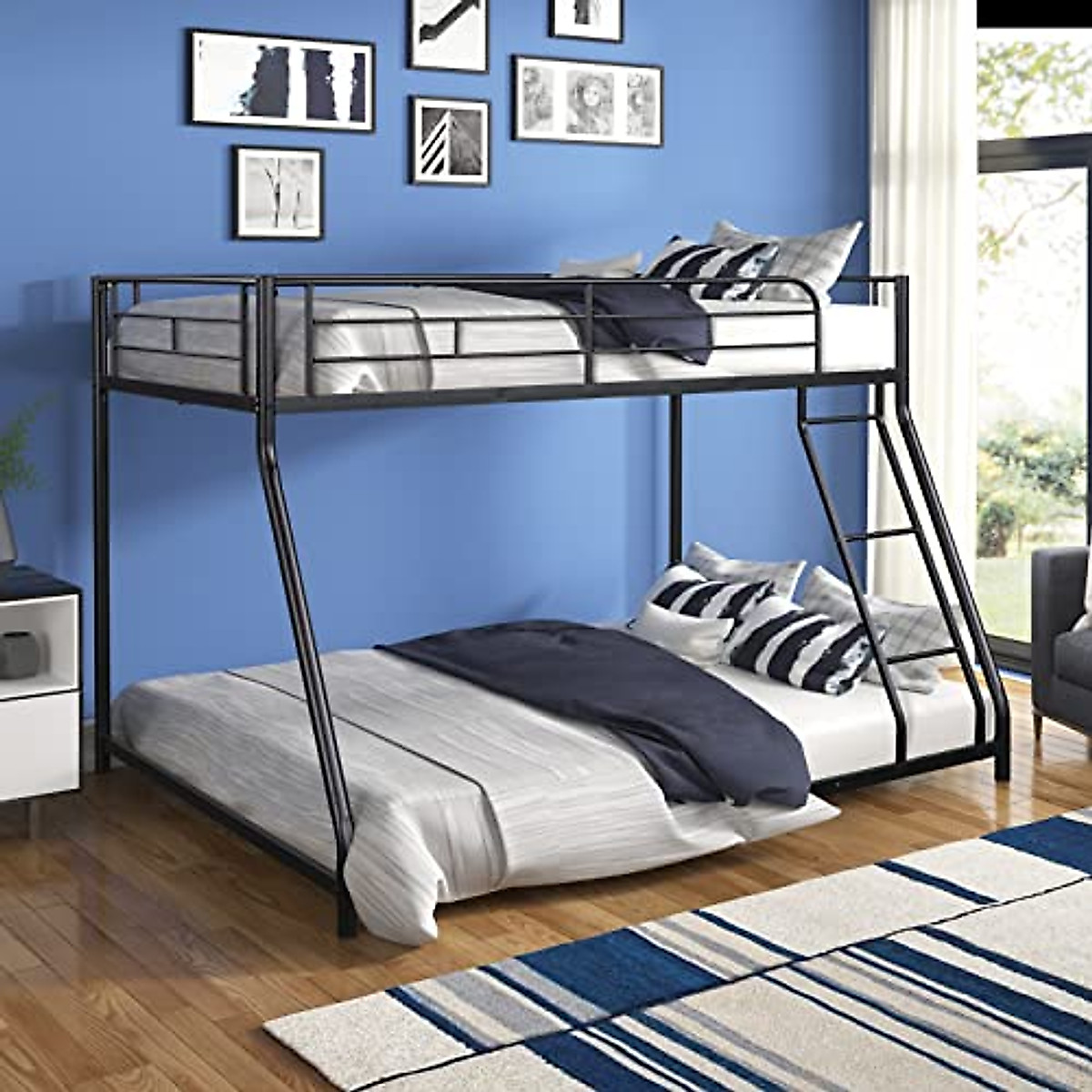Anwick Bunk Bed,Twin Over Full Metal Bunk Bed,Metal Bunk Bed Twin Over Full with Ladder and Safety Rail,Space-Saving, Noise Free, No Box Spring Needed