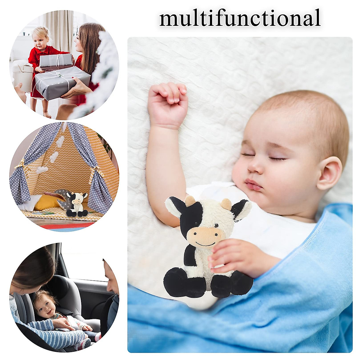 AUCOOMA Cow Stuffed Animal, Plush Cute Cow Toy, Doll Gift for Kids Boys Girls 9 Inches