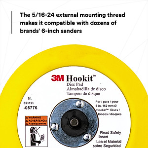 3M 05776 Hookit Disc Pad, 6 inch