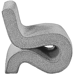 Meridian Furniture 599Grey Desiree Collection Modern | Contemporary Boucle Fabric Upholstered Accent Chair with Rich Grey Boucle Fabric, Curved Design, 22.5" W x 29" D x 28.5" H, Grey