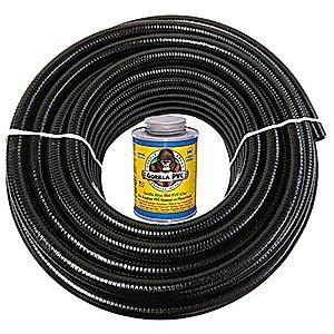 25 ft x 1/2" HydroMaxx® Black Flexible PVC Pipe for Koi Ponds, Irrigation and Water Gardens. Includes Free can of 4oz Hot Blue PVC Gorilla Glue!