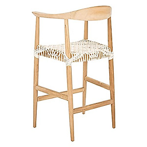 Safavieh Home Collection Bandelier Natural Teak and White Leather Counter Stool