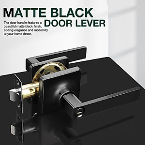 GOBEKOR 6 Pack Matte Black Door Handle Privacy Door Levers Interior Door Handles with Lock Square Bedroom Bathroom Door Locks Modern Black Interior Door Hardware