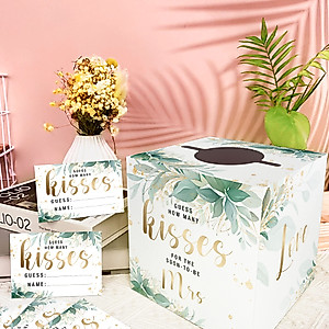 Azbuk Guess How Many Kisses Game with Box, Bridal Shower Game, Guessing Game for Bridal Shower, Special Wedding Shower Ideas, Guess How Many Kisses for the Soon to Be Mrs (50 Guessing Cards)