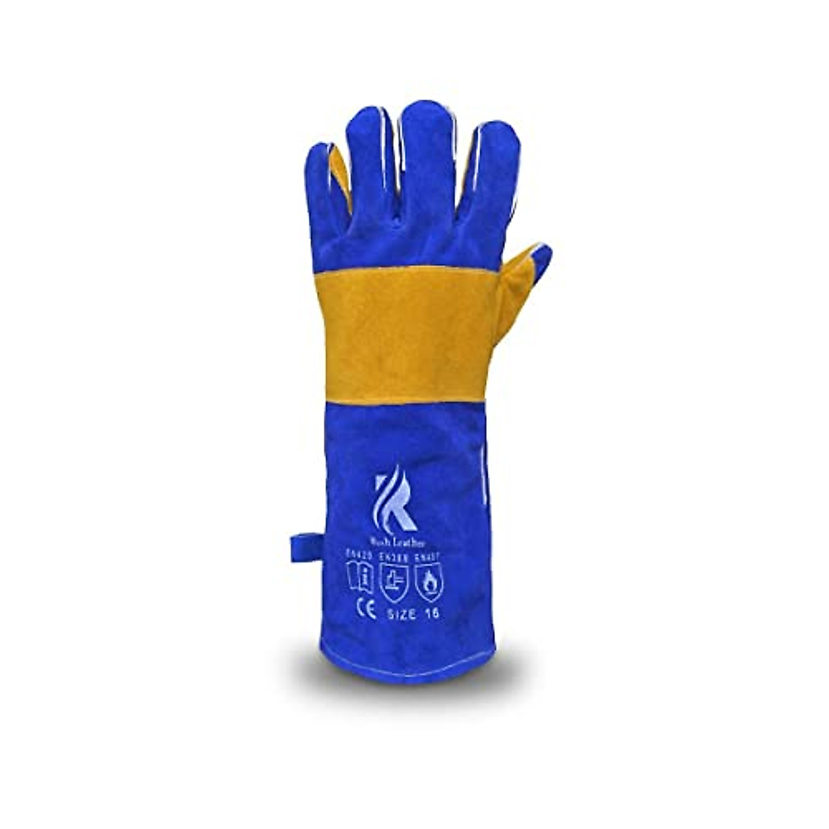 16 Inches Suede Leather welding gloves Fir/Heat Resistant Gloves for Tig welder, bbq Grill, woodstove, Mig Welding Etc. Heavy Duty Gloves in Blue by RUSH