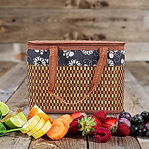 Hemoton Woven Picnic Basket with Lid Wicker Picnic Hamper Chicken Egg Storage Basket Fruit Bread Holder Gift Wrapping Basket with Handle for Home Party