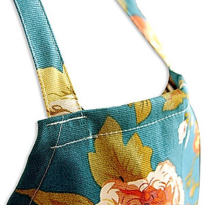 Retro Fashion Pretty Young 2-pocket Chef's Apron, Light Blue/white Flowers (Light Blue/White Flowers)