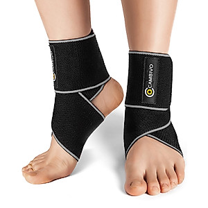 CAMBIVO Ankle Brace for Men and Women, 2 Pack Ankle Support for Plantar Fasciitis Relief, Ankle Wrap with Adjustable Straps for Sprained Ankle, Foot Heel Pain, Achilles Tendon, Swelling, Gray
