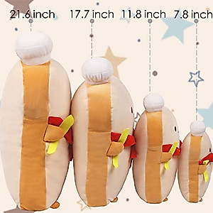 ARELUX Funny Toast Sliced Bread Pillow,Bread Shape Plush Hugging Pillow with Red Scarf,Soft Toast Food Sofa Cushion for Home Decor,Plush Toy Gifts for Kids Birthday(17.7'')