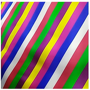 Saekdong Multi-Color Striped Fabric by The Yard for Korean Hanbok Sewing DIY Crafting Fashion Design, Blue, White, Red, Green, Purple, Yellow, Pink, (35 x 35 inches)